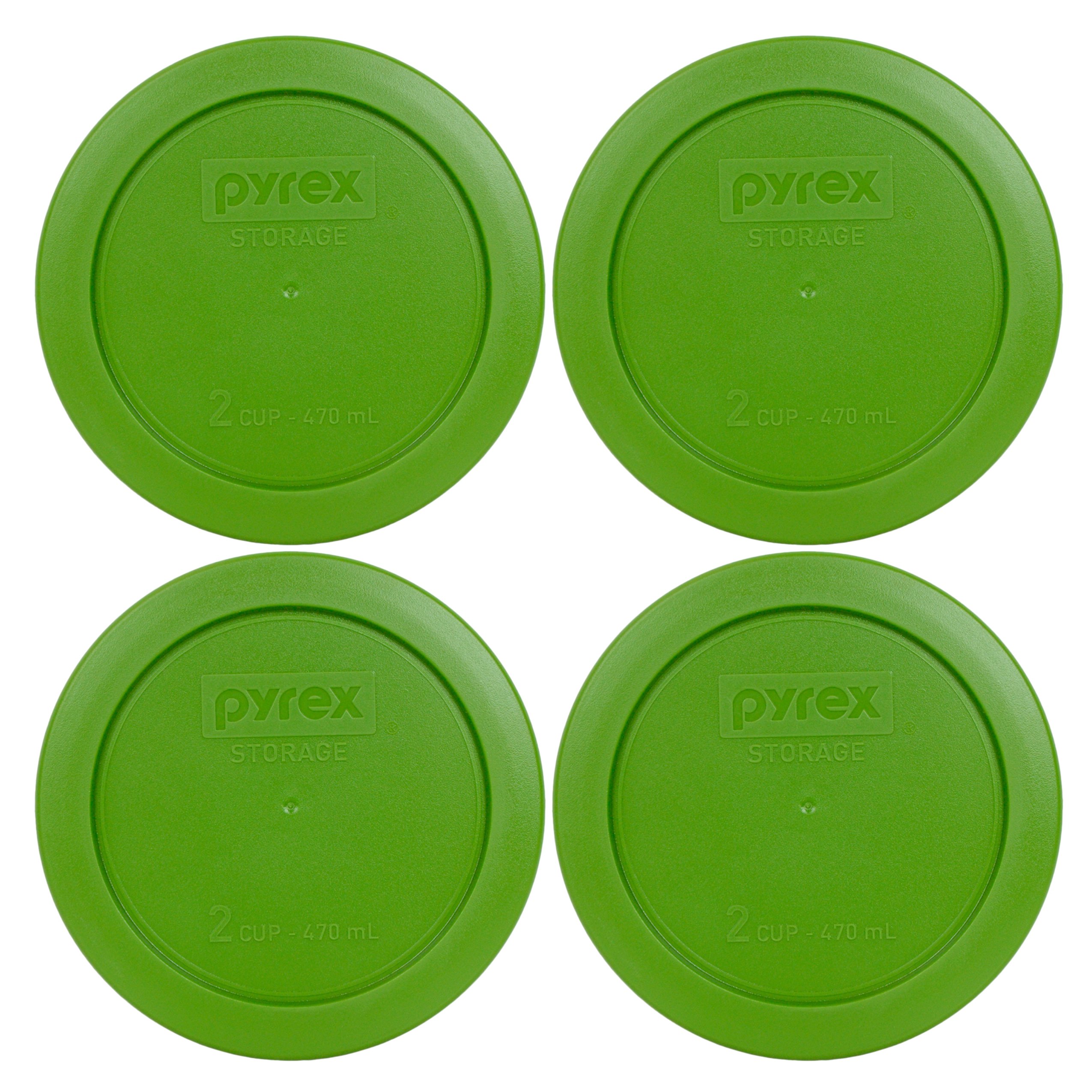 Pyrex Bundle - 4 Items: 7200-PC 2-Cup Green Plastic Food Storage Lids