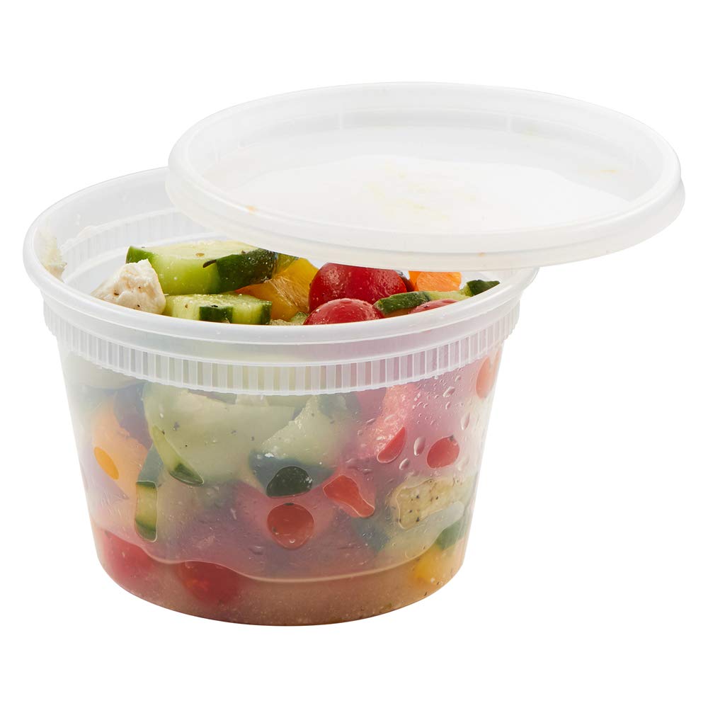 (120 Pack) 16 oz Plastic Soup Containers with Lids, Heavy Duty Deli Food Storage/Take Out Containers, Microwavable, Leakproof