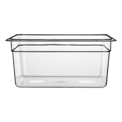 Restaurantware Met Lux 1/2 Size Food Storage Container 1 6 Inch Deep Proofing Box - Rectangle Graduated Measurements Clear Plastic Food Grade Storage Container Dishwashable Lids Sold Separately