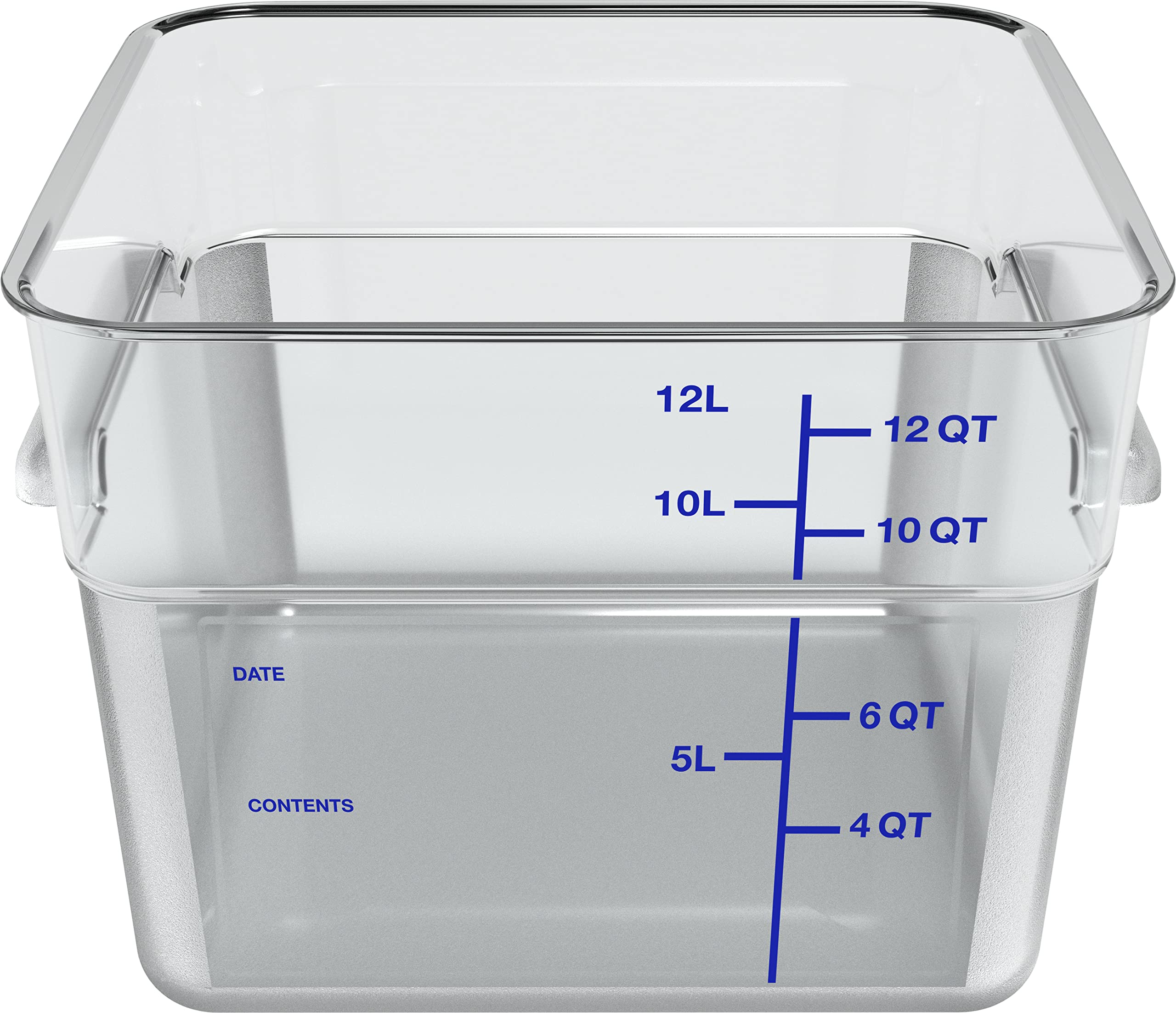Carlisle FoodService Products Squares Square Food Storage Container with Stackable Design for Catering, Buffets, Restaurants, Polycarbonate (Pc), 12 Quarts, Clear, (Pack of 6)