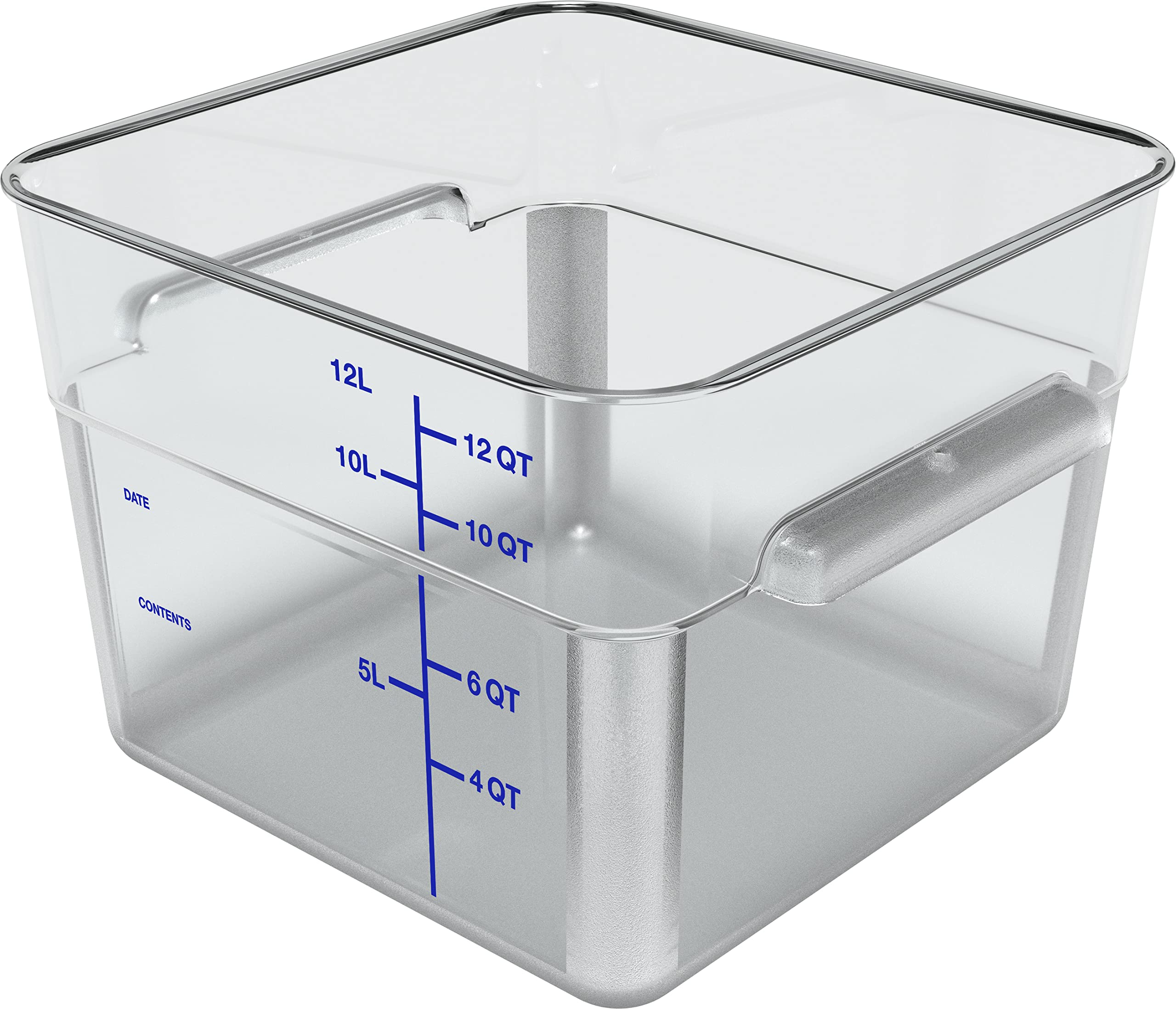 Carlisle FoodService Products Squares Square Food Storage Container with Stackable Design for Catering, Buffets, Restaurants, Polycarbonate (Pc), 12 Quarts, Clear, (Pack of 6)