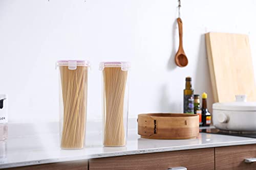 Komax Biokips Spaghetti Container Storage Noodle/Pasta Container 44oz (set of 4) - Airtight, Leakproof with Locking Lids - BPA Free Plastic - Microwave, Freezer, and Dishwasher Safe Pasta Holder