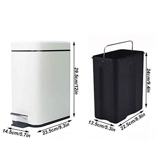 WENLII Silent Stainless Steel Trash Can 5L Rectangular Step Kitchen Waste Bin for Bathroom Kitchen Living Room Office Trash Bin (Color : Black)