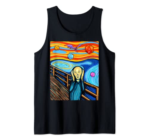 Dungeons Shirt, Munch's The Scream D20 Tshirt, Dragons Tank Top