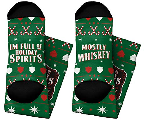 Hoilday Novelty Socks I'm Full Of Holiday Spirits Mostly Whiskey 1-Pair Novelty Crew Socks
