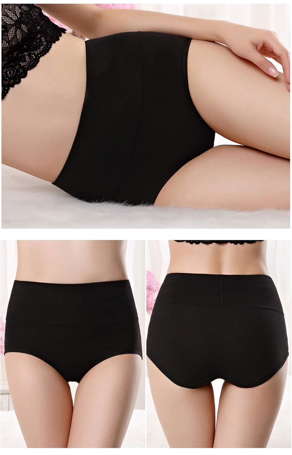 ANNYISON Womens Underwear, Soft Cotton High Waist Breathable Solid Color Briefs Panties for Women