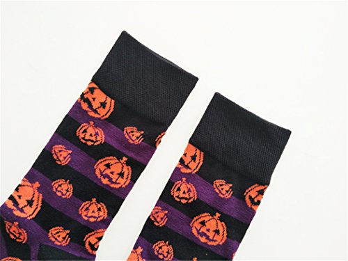 SherryDC Men's Halloween Pumpkins Bats Novelty Fun Crew Length Casual Dress Socks 2-Pack,One Size