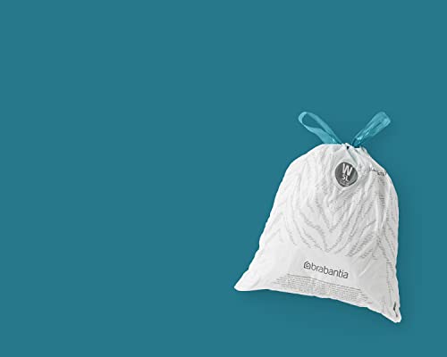 Brabantia PerfectFit Trash Bags (Size W/1.3 Gal) Thick Plastic Trash Can Liners with Drawstring Handles (40 Bags)