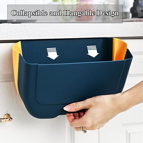 Hsxfl Hanging Trash Can for Kitchen, Mini Foldable Waste Bin Small Collapsible Garbage Can Under Sink, 3L Wall Mounted Folding Trash Bin for Cabinet/Bedroom/Car/Bathroom (White)