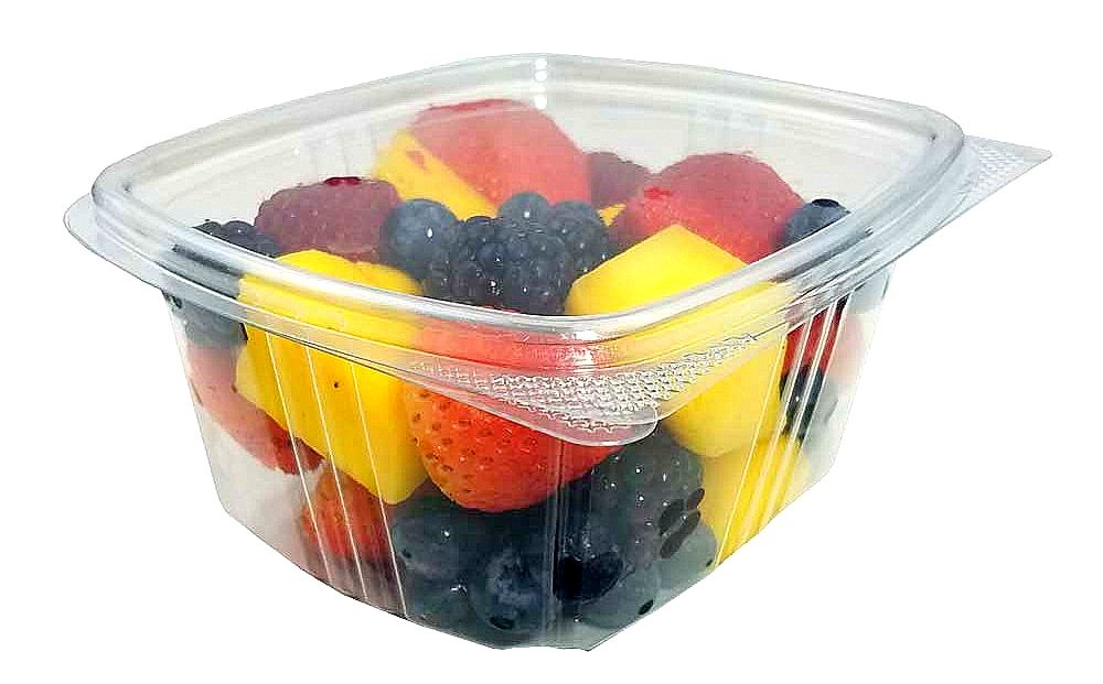 Koda Cup 16 oz. (Pint Size) RPET Clear Hinged Deli Meal Prep Fruit Salad Display Food Storage Containers (Pack of 200)