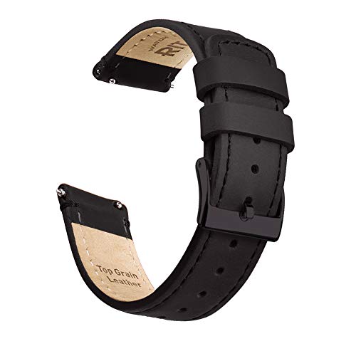 Ritche Christmas Stocking Stuffers 24mm Quick Release Classic Vintage Leather Watch Bands Black Genuine Leather Watch Straps for Men