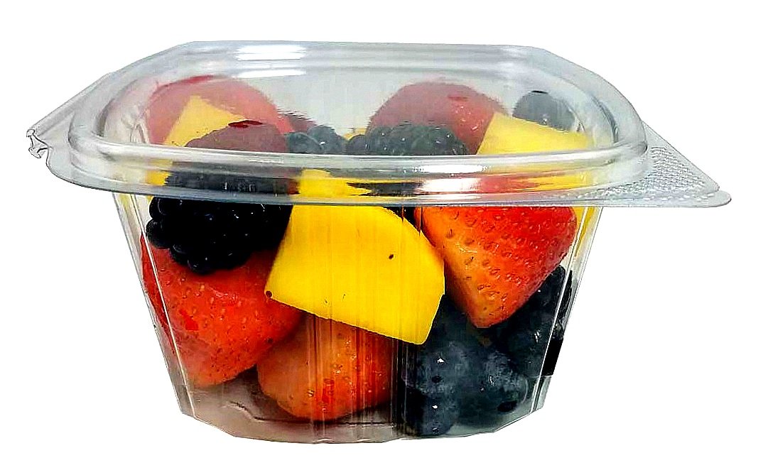 Koda Cup 16 oz. (Pint Size) RPET Clear Hinged Deli Meal Prep Fruit Salad Display Food Storage Containers (Pack of 200)