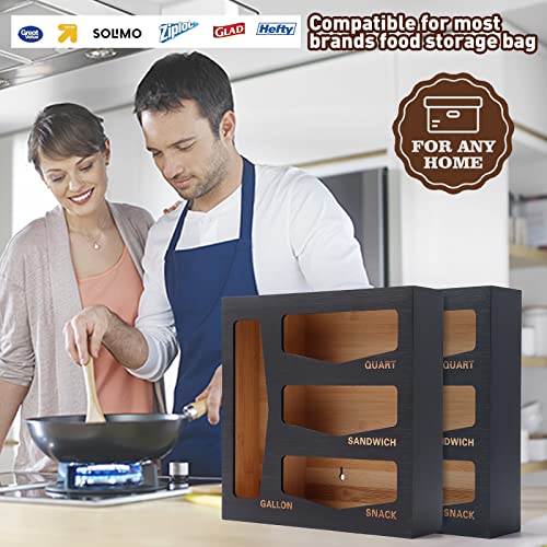 Mohoeey Ziplock Bag Storage Organizer for Kitchen Drawer, Suitable for Gallon, Quart, Sandwich and Snack Variety Size Bag-Black