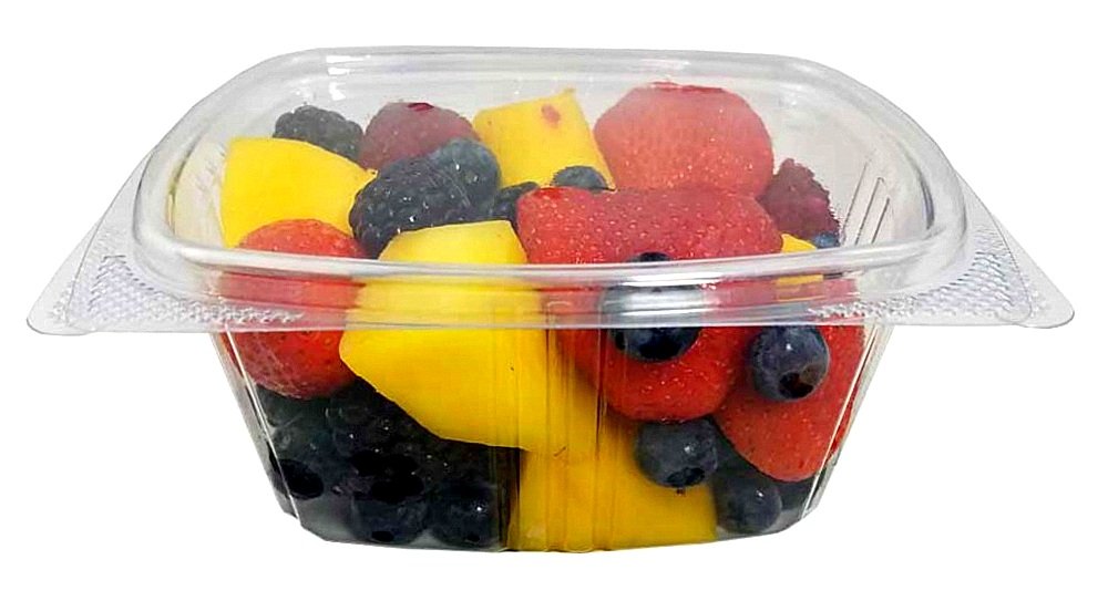 Koda Cup 16 oz. (Pint Size) RPET Clear Hinged Deli Meal Prep Fruit Salad Display Food Storage Containers (Pack of 200)