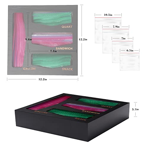 Mohoeey Ziplock Bag Storage Organizer for Kitchen Drawer, Suitable for Gallon, Quart, Sandwich and Snack Variety Size Bag-Black