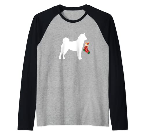 Shiba Inu Christmas Stocking Stuffer Dog Raglan Baseball Tee