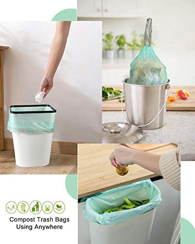 Small Trash Bags, AYOTEE 2 gallon trash bag Drawstring Compostable Trash Bags, 50 Counts Small Garbage Bags Bathroom Trash Bags Compost Bags Waste Basket Liners for Bathroom,Office,Pet,Car (Green)