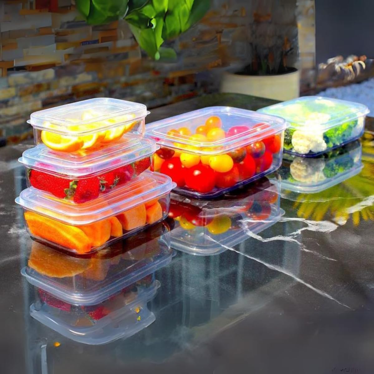Lustroware (Set of 5) Micro Clear Stackable Storage Food Containers with Lid, Crystal Clear Nestable Kitchen Meal Prep Canister, Dishwasher & Microwave Safe, Made in Japan