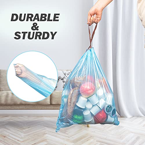 JOYEUX 4 Gallon Small Trash Bags, No-Tearing Drawstring Garbage Bags for Bathroom Kitchen, Febreze Beachside Breeze, 60 Count