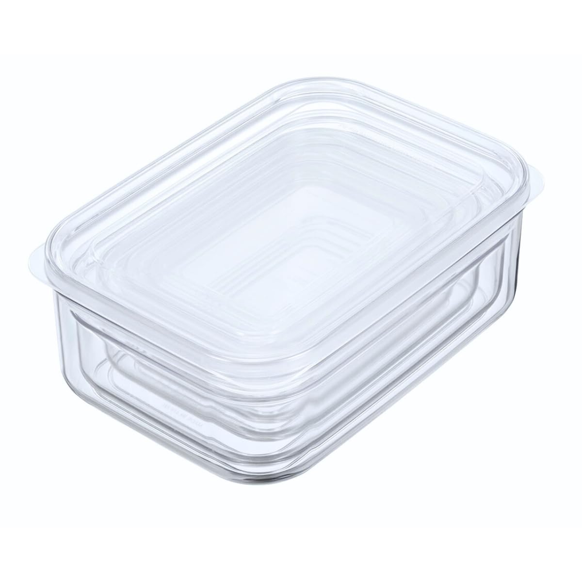 Lustroware (Set of 5) Micro Clear Stackable Storage Food Containers with Lid, Crystal Clear Nestable Kitchen Meal Prep Canister, Dishwasher & Microwave Safe, Made in Japan