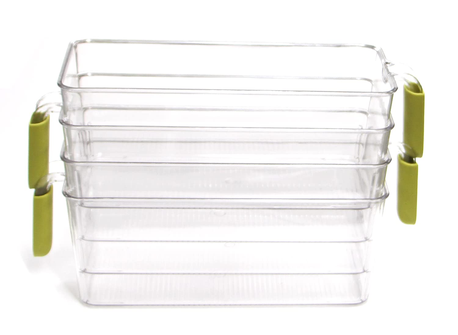 SERENITA Clear food storage bins with handle, refrigerator organizer containers, canister sets for kitchen counter, BPA Free