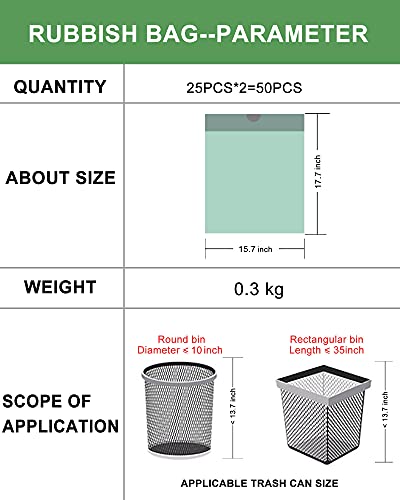 Small Trash Bags, AYOTEE 2 gallon trash bag Drawstring Compostable Trash Bags, 50 Counts Small Garbage Bags Bathroom Trash Bags Compost Bags Waste Basket Liners for Bathroom,Office,Pet,Car (Green)