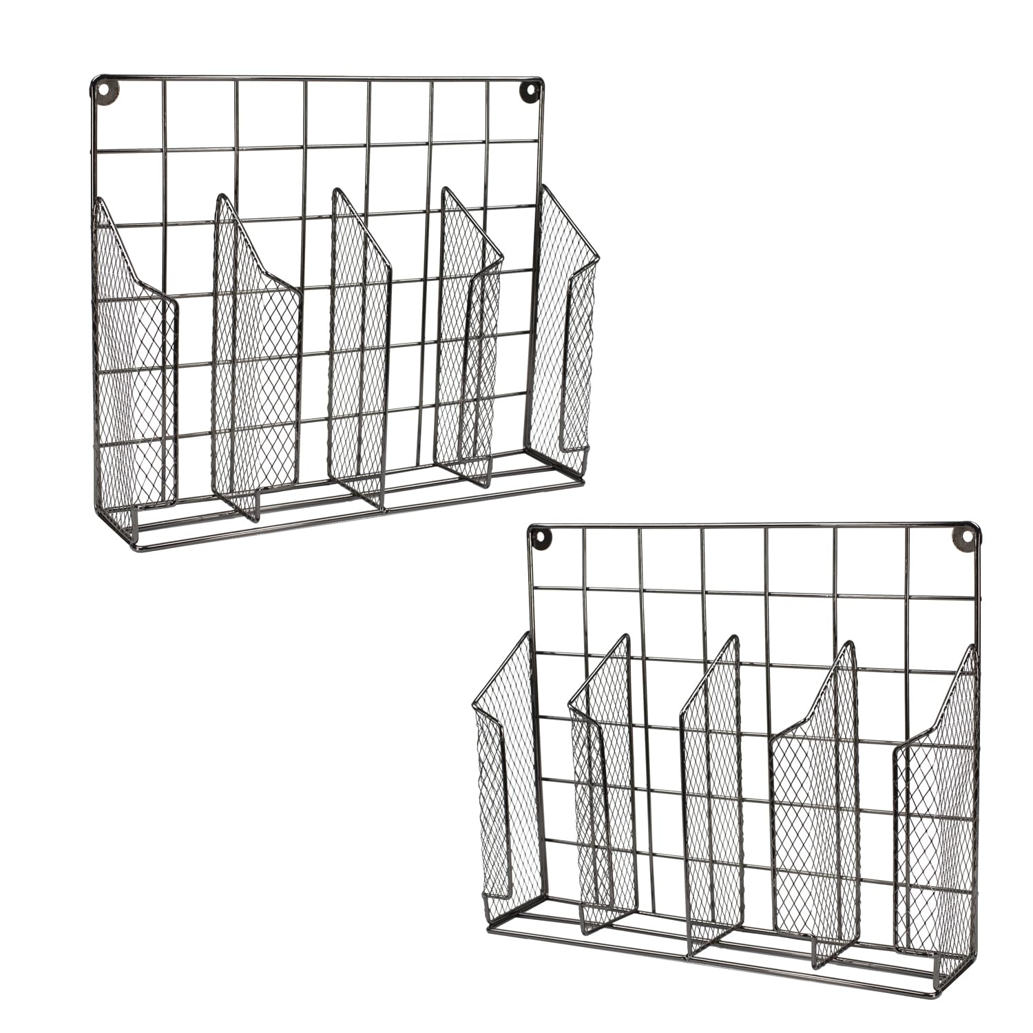 Home Basics Stainless Steel Rust Resistant Wrap Organizer, Perfect for Food Storage Bags, Silver Foil, Wax Paper, Sandwich Bags, Plastic Wrap- Mounts to Cabinet Door or Wall (ONYX BLACK, 2)