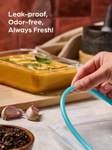 Praknu Meal Prep Storage Container - Pack of 4 - BPA Free - Leak Proof - Dishwasher Safe - Glass Storage Containers with Lids (50oz, 34oz, 17oz, 10oz)