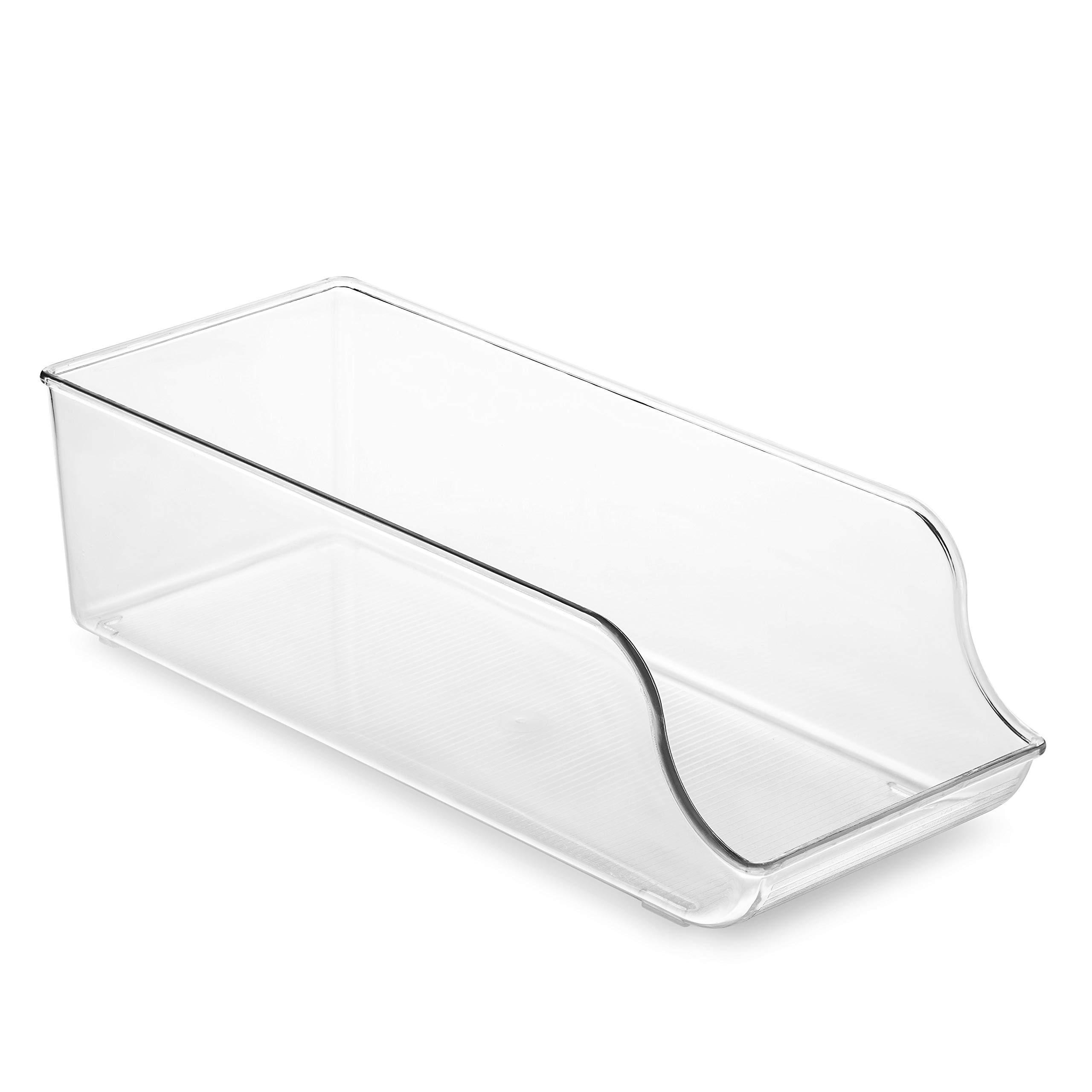 Set Of 6 Refrigerator Organizer Bins - Stackable Fridge Organizers for Freezer, Kitchen, Countertops, Cabinets - Clear Plastic Pantry Storage Racks