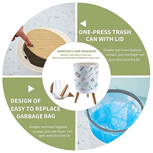 QOR88NJOG Trash Can with Lid Gamepad Seamless Texture with Console Videogame Controllers and Game Wood Small Garbage Bin Waste Bin for Kitchen Bathroom Bedroom Press Cover Wastebasket 7L/1.8 Gallon