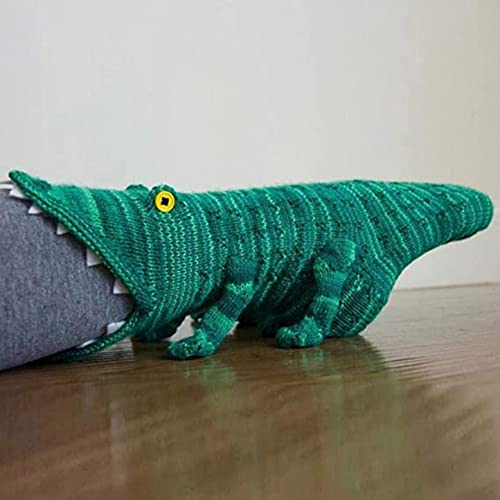 Christmas Knit Socks Crocodile Socks-Knit Animal Socks Funky Knitting Pattern Creativity Alligator Knitting Cuff Winter Warm Socks Funky Animal Pattern Novelty Mid-length Socks Gifts for Woman Man