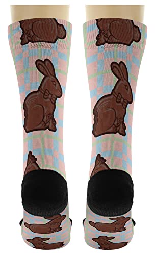 ThisWear Easter Bunny Decor Half Eaten Chocolate Bunnys Easter Basket Stuffers 6-Pairs Novelty Crew Socks