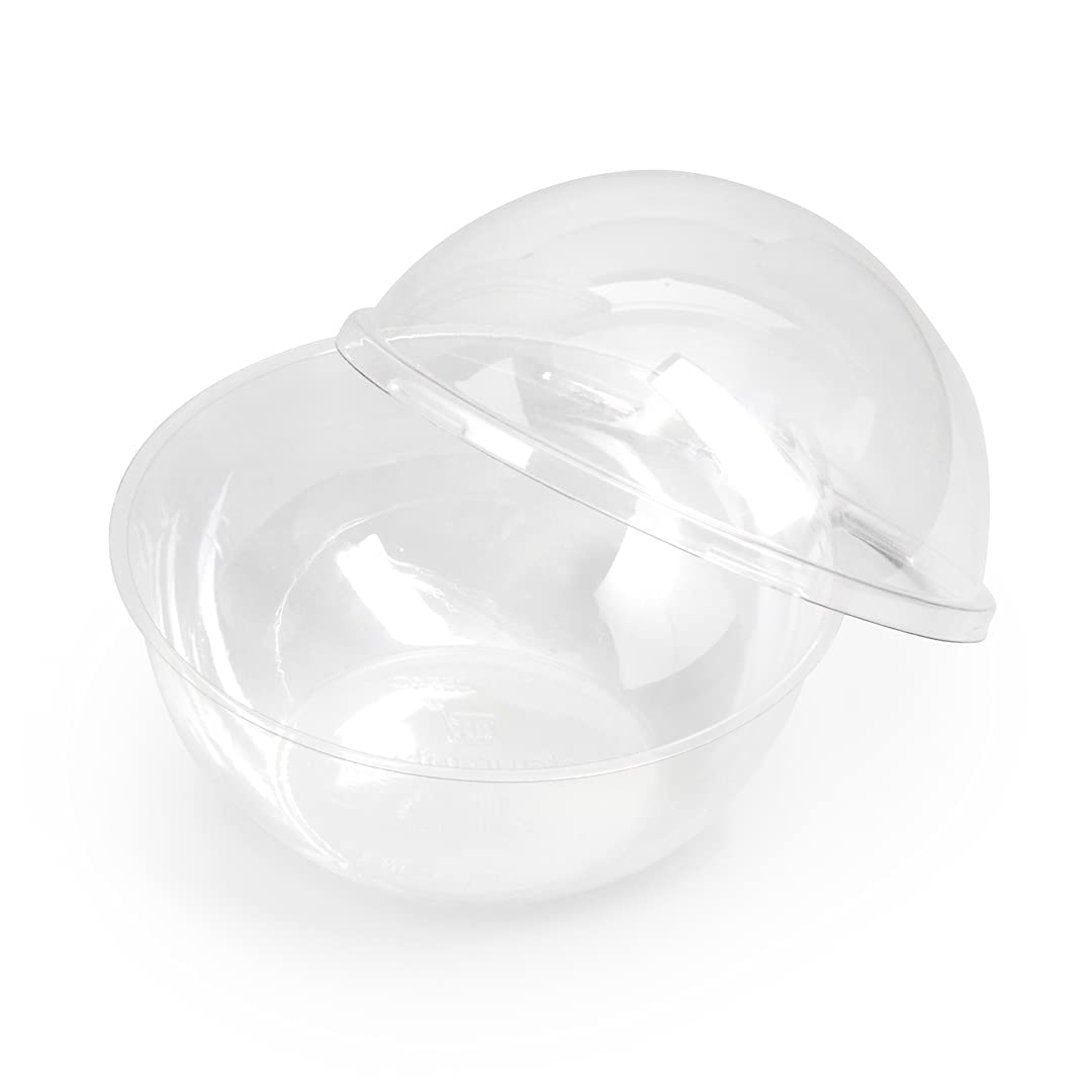 Thermo Tek 21 Ounce Salad Containers With Lids, 50 Sphere To Go Bowls With Lids - Airtight Dome Lids, Lightweight, Clear Plastic Disposable Salad Bowls With Lids, Keep Food Fresh, - Restaurantware