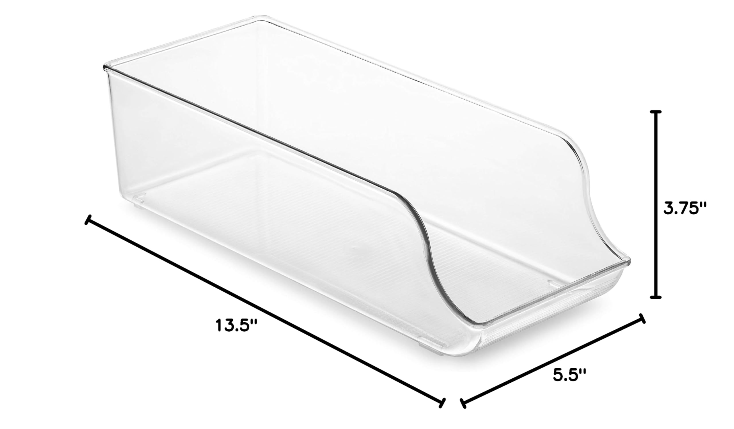 Set Of 6 Refrigerator Organizer Bins - Stackable Fridge Organizers for Freezer, Kitchen, Countertops, Cabinets - Clear Plastic Pantry Storage Racks