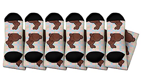 ThisWear Easter Bunny Decor Half Eaten Chocolate Bunnys Easter Basket Stuffers 6-Pairs Novelty Crew Socks
