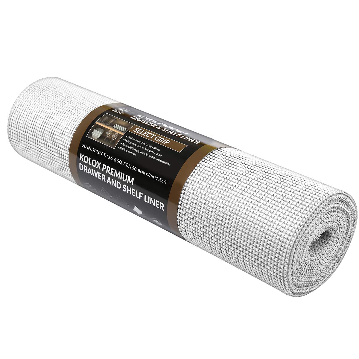KOOCHUWAH Drawer and Shelf Liner, Non Adhesive Roll, Durable and Strong, Grip Liners for Drawers, Shelves, Cabinets, Pantry, Storage, Kitchen and Desks (White, 20 Inch x 10FT)
