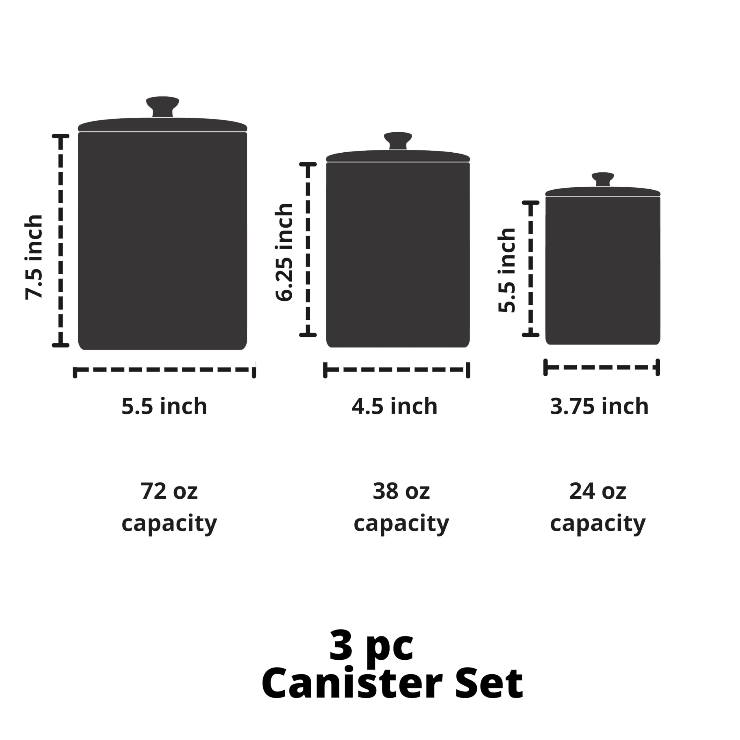 10 Strawberry Street Kitchen Canister, 3 Piece Set, Diamond Yellow