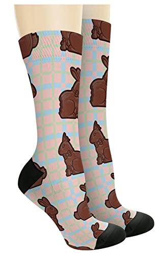 ThisWear Easter Bunny Decor Half Eaten Chocolate Bunnys Easter Basket Stuffers 6-Pairs Novelty Crew Socks