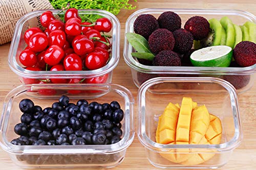 KERUITA [5-Pack,36 OZ Glass Bowl Meal Prep Containers - Glass Storage Containers with lids - Glass Lunch Bowl Airtight Leakproof Bento Box (1 Compartment)