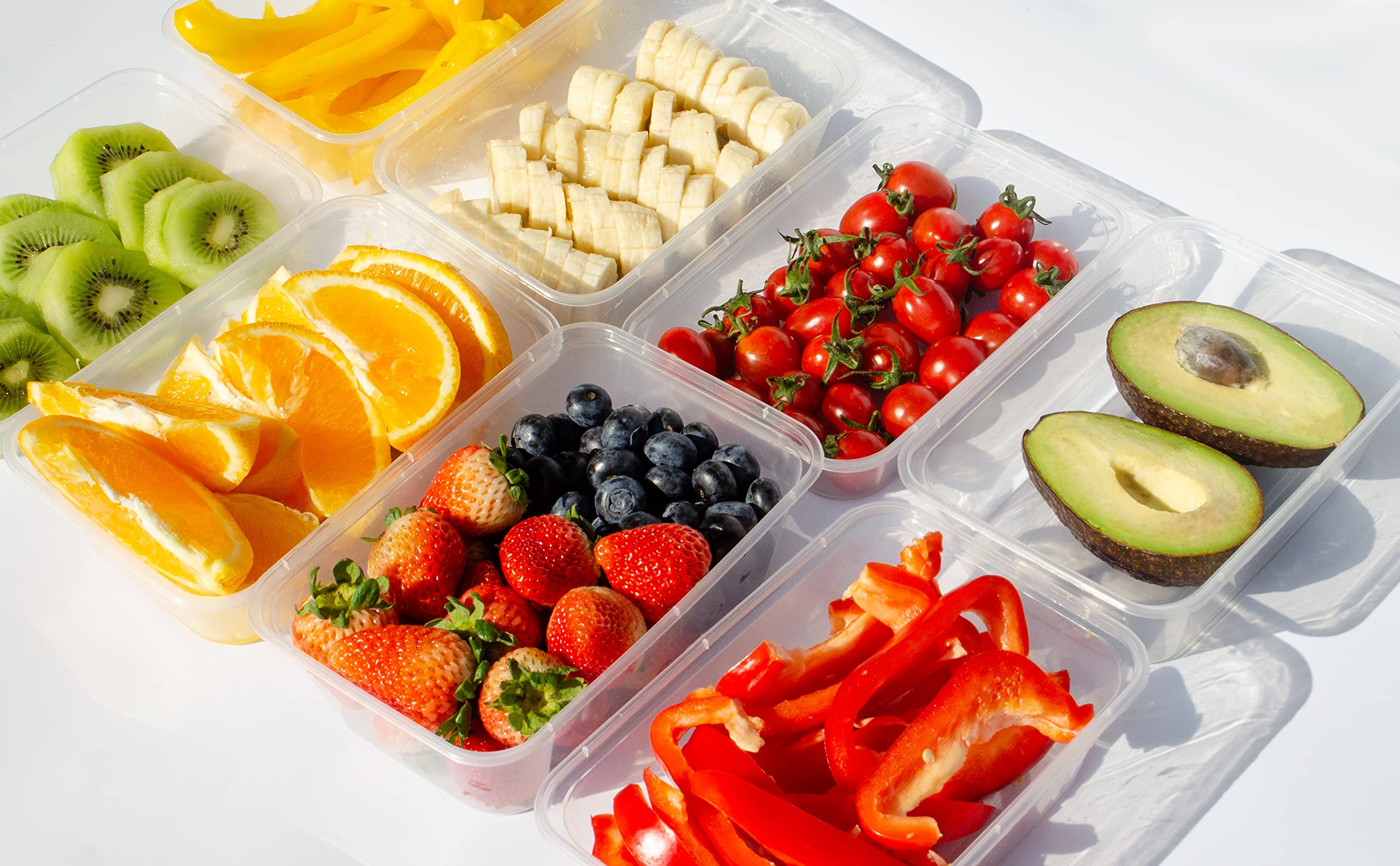 ganfaner [50pk 21 oz / 650ml Square disposable food containers, plastic food storage container box with lid, for working food prepare lunch dinner