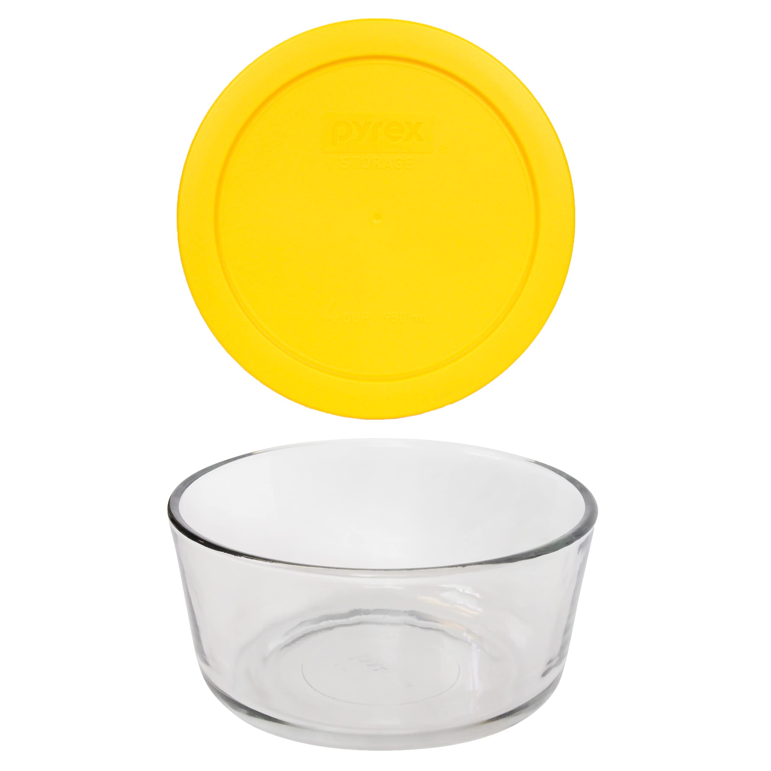 Pyrex (1 7201 4 Cup Glass Bowl and (1) 7201-PC Meyer Lemon Yellow Lid Made in the USA