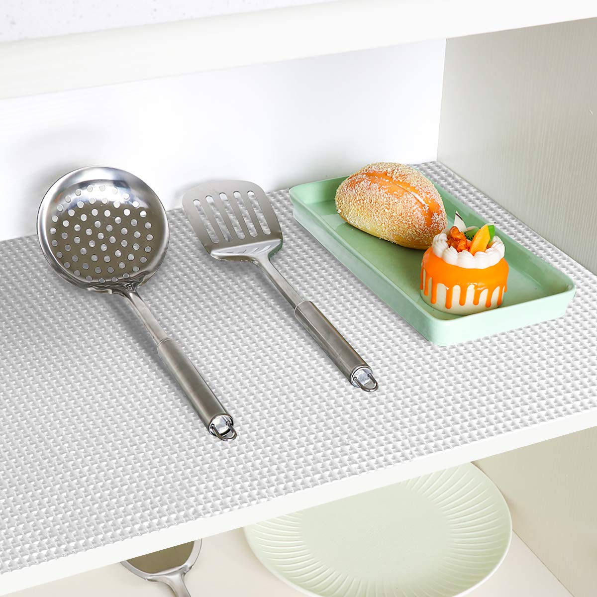 KOOCHUWAH Drawer and Shelf Liner, Non Adhesive Roll, Durable and Strong, Grip Liners for Drawers, Shelves, Cabinets, Pantry, Storage, Kitchen and Desks (White, 20 Inch x 10FT)