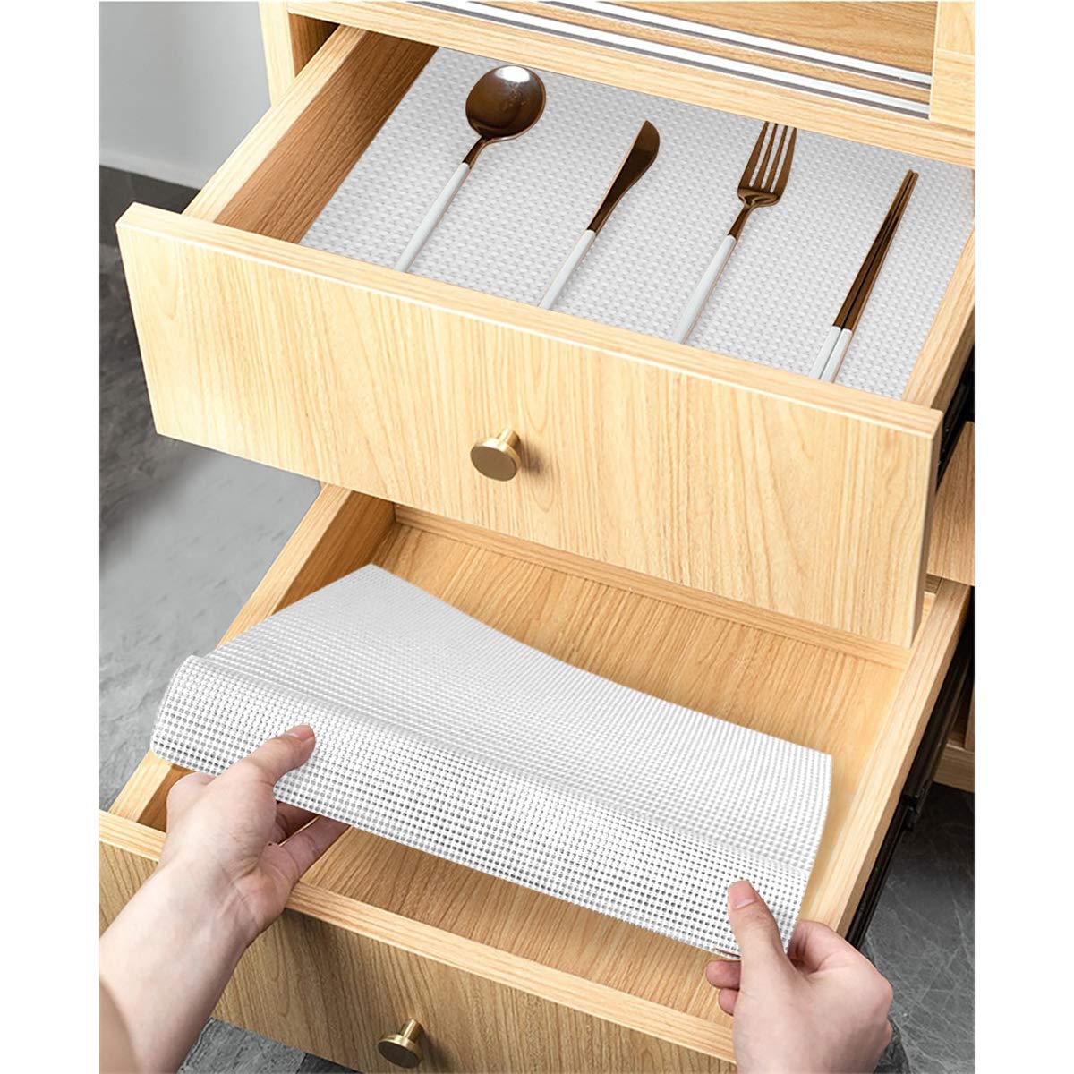 KOOCHUWAH Drawer and Shelf Liner, Non Adhesive Roll, Durable and Strong, Grip Liners for Drawers, Shelves, Cabinets, Pantry, Storage, Kitchen and Desks (White, 20 Inch x 10FT)