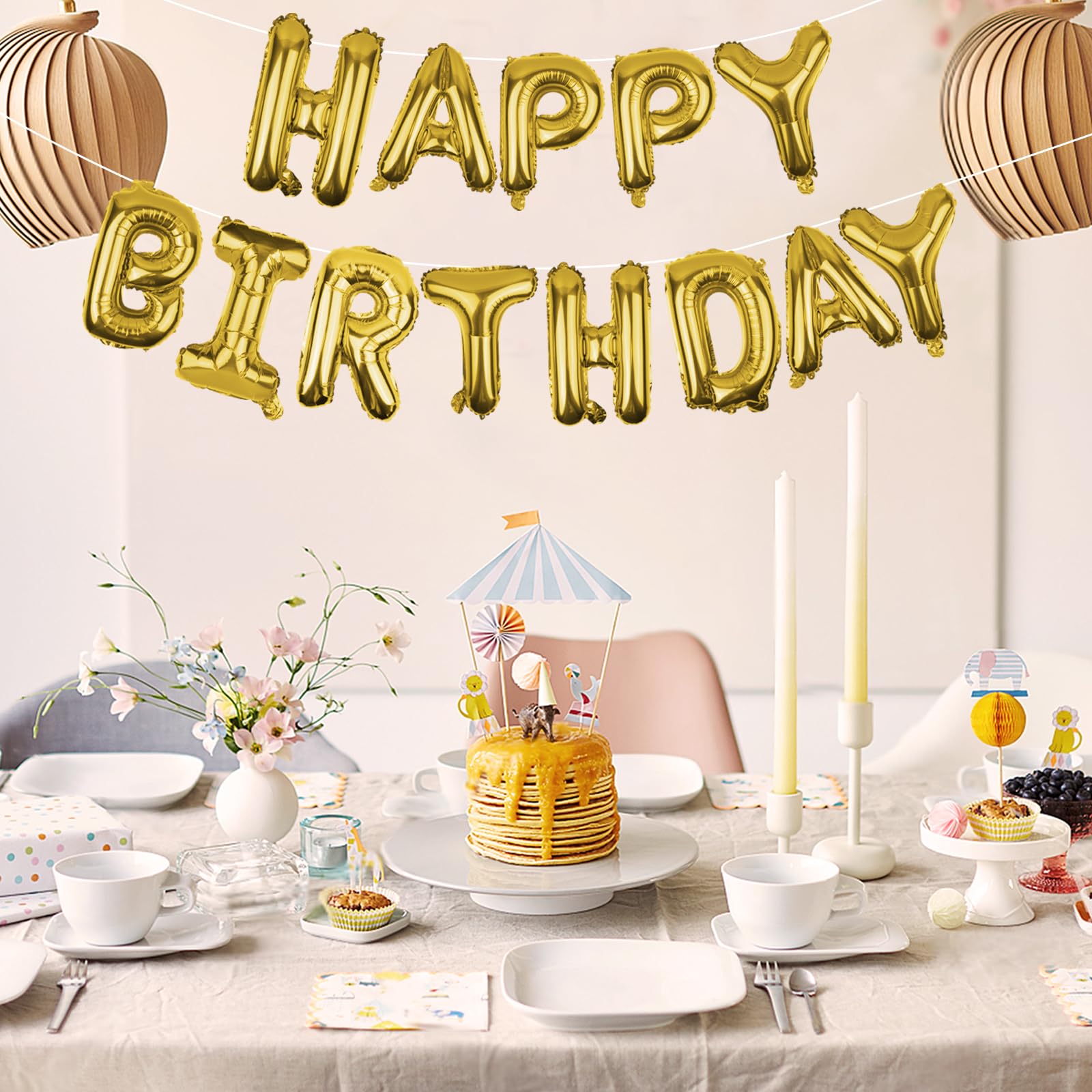Happy Birthday Banner (3D Gold Lettering) Mylar Foil Letters | Inflatable Party Decor and Event Decorations for Kids and Adults | Reusable, Ecofriendly Fun