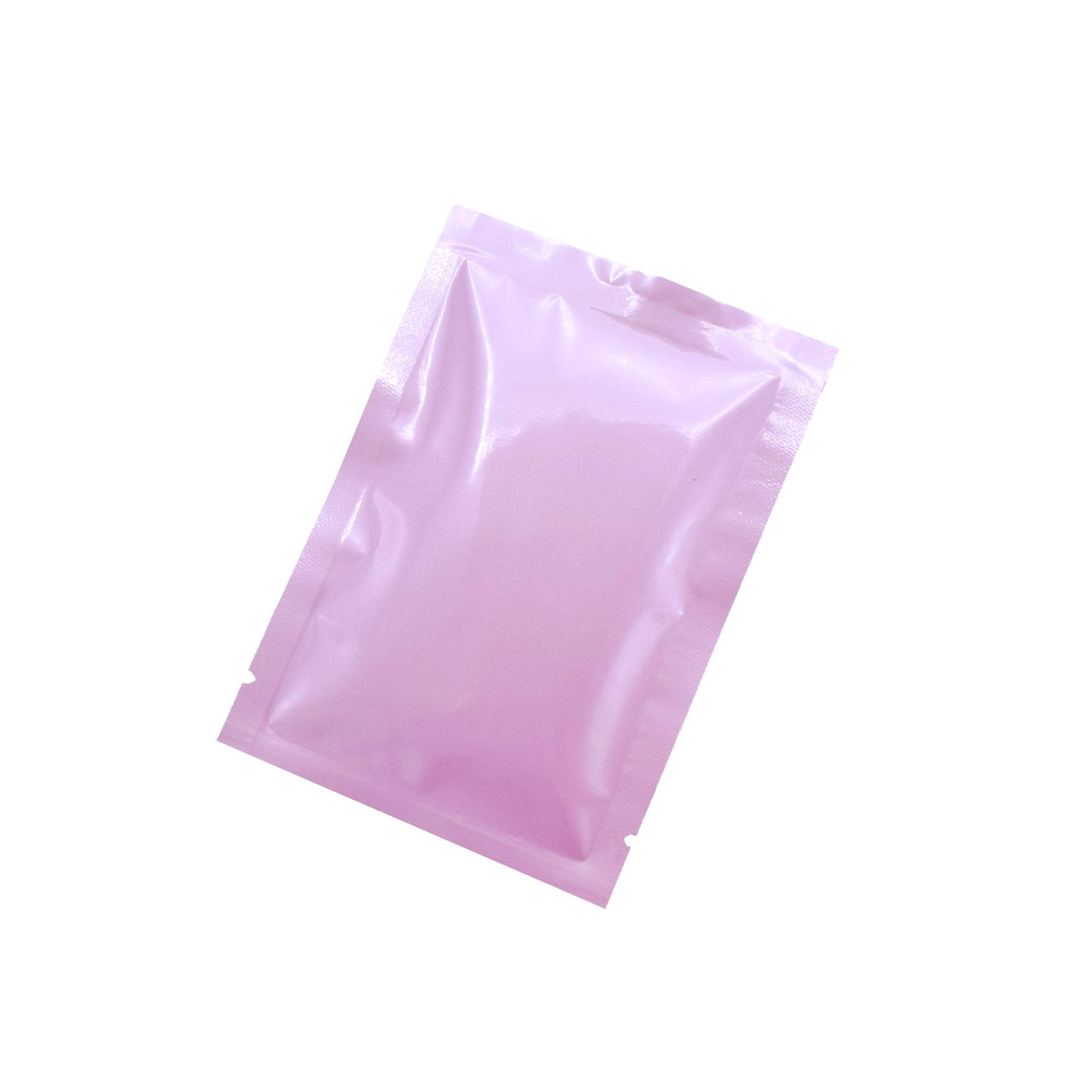 200PCS Glossy Light Pink Metallic Mylar Foil Open Top Sample Bags 6x9cm (2.3x3.5")