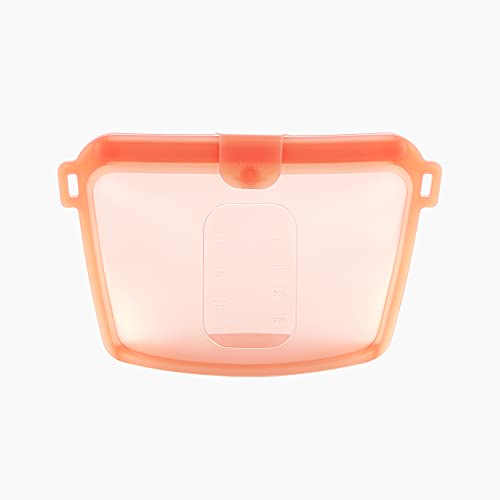 [SILLYMANN] Platinum Silicone Zip Top Reusable, Stand Up Storage Bag | Dishwasher-Safe, Eco-friendly, Easy Cleaning, Portable | Lunch Bag, Sandwich Containers | 34 Oz, Coral (Coral)