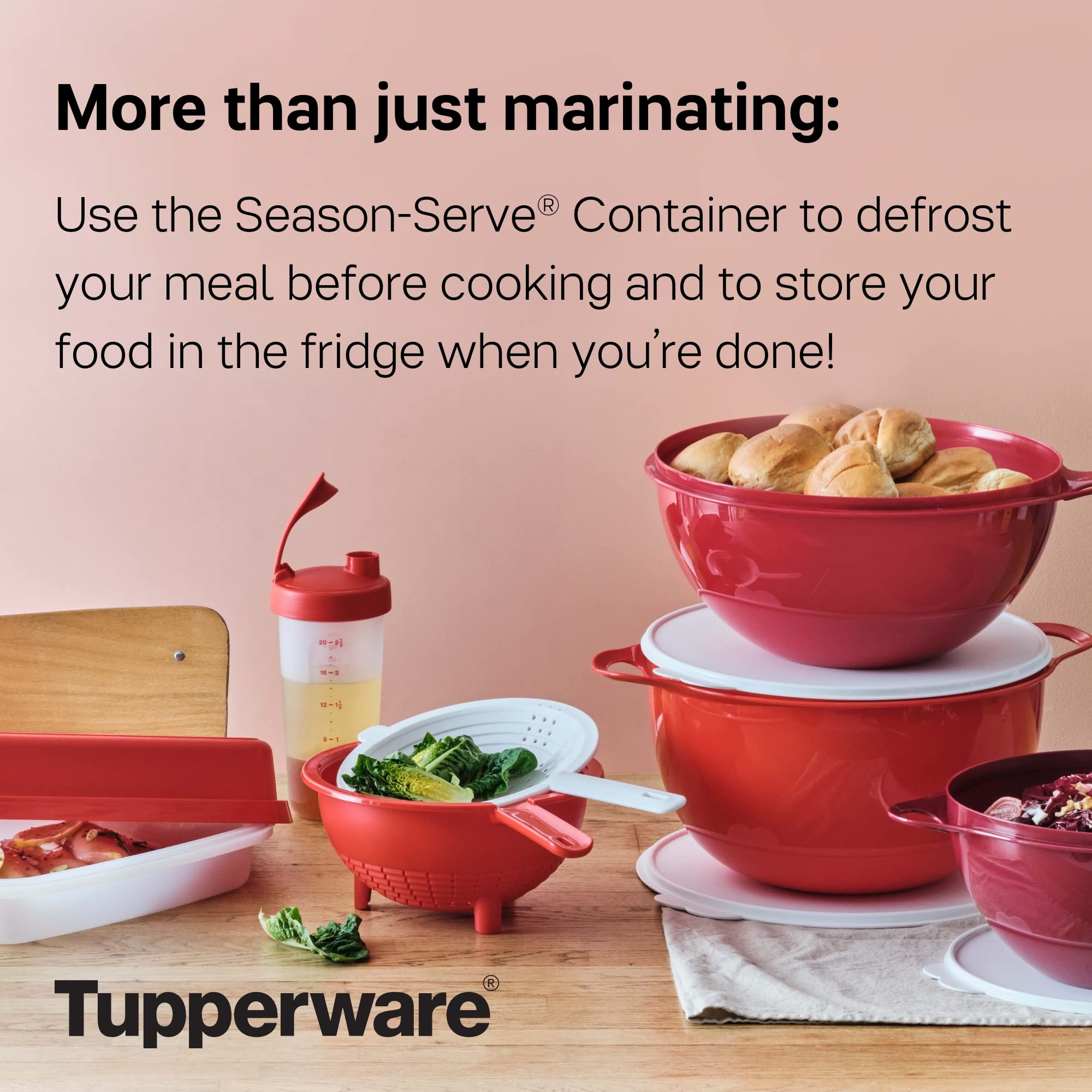 TUPPERWARE Brand Season-Serve Marinade & Food Storage Container with Lid - Dishwasher Safe & BPA Free - Large Size with Grid Design for Seasoning Meats, Fish & Vegetables