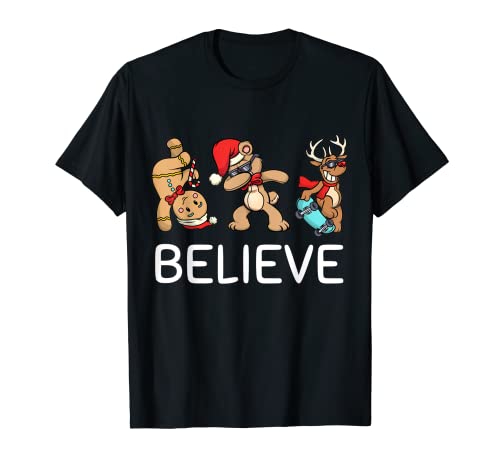 Dabbing Santa Xmas for Kids Boys Girls Believe Christmas T-Shirt