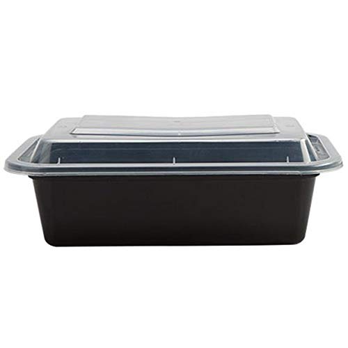 Nicole Home Collection Rectangular Food 24 oz | 7" x 5" | Black | Pack of 5 Microwaveable Containers with Lid (02241)