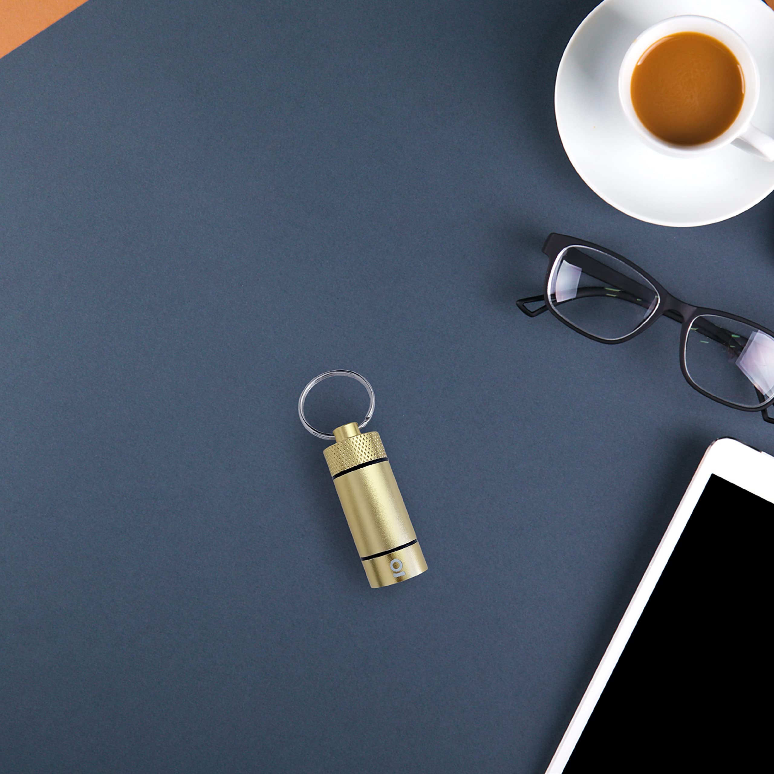 ONGROK Premium Mini Storage Tube, Keychain, Pocket-Sized, Airtight, Aluminum Metal Holder and Case (Gold)